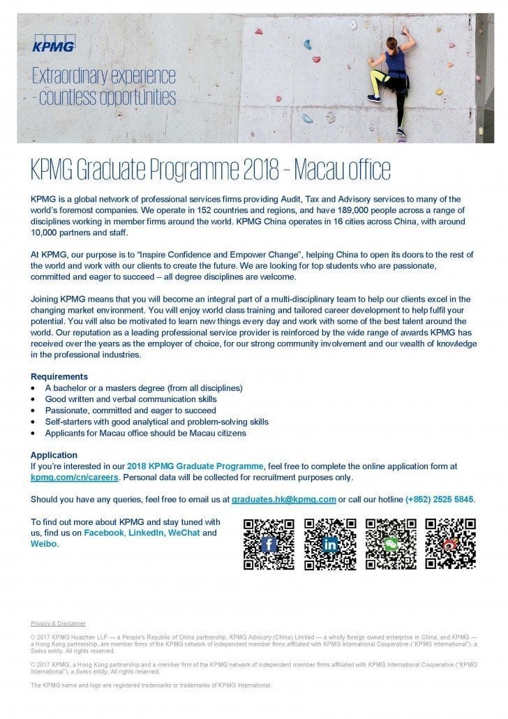 KPMG Graduate Programme 2018 - Faculty of Business Administration ...