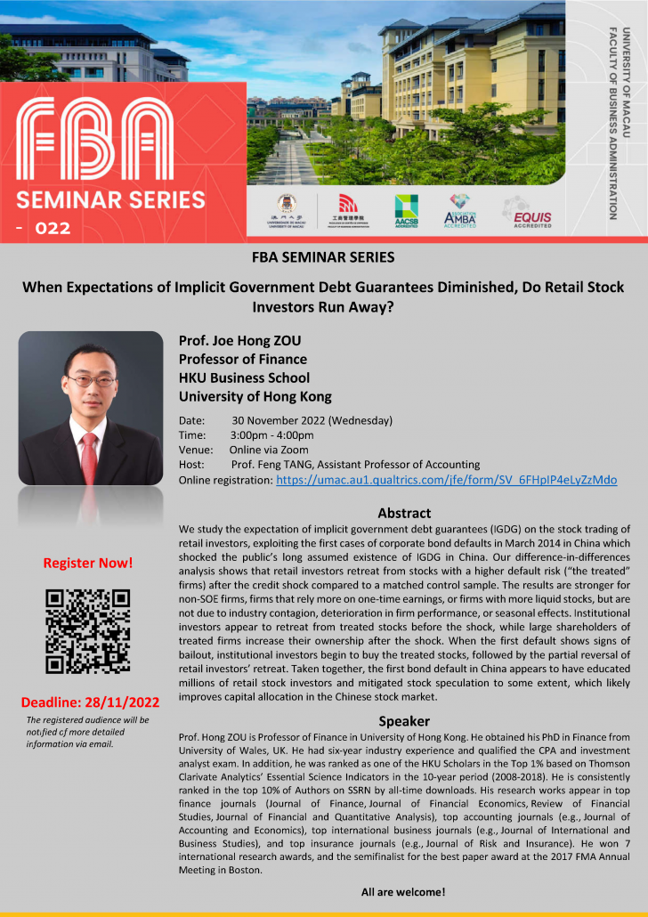 FBA Seminar Series: “When Expectations of Implicit Government Debt ...